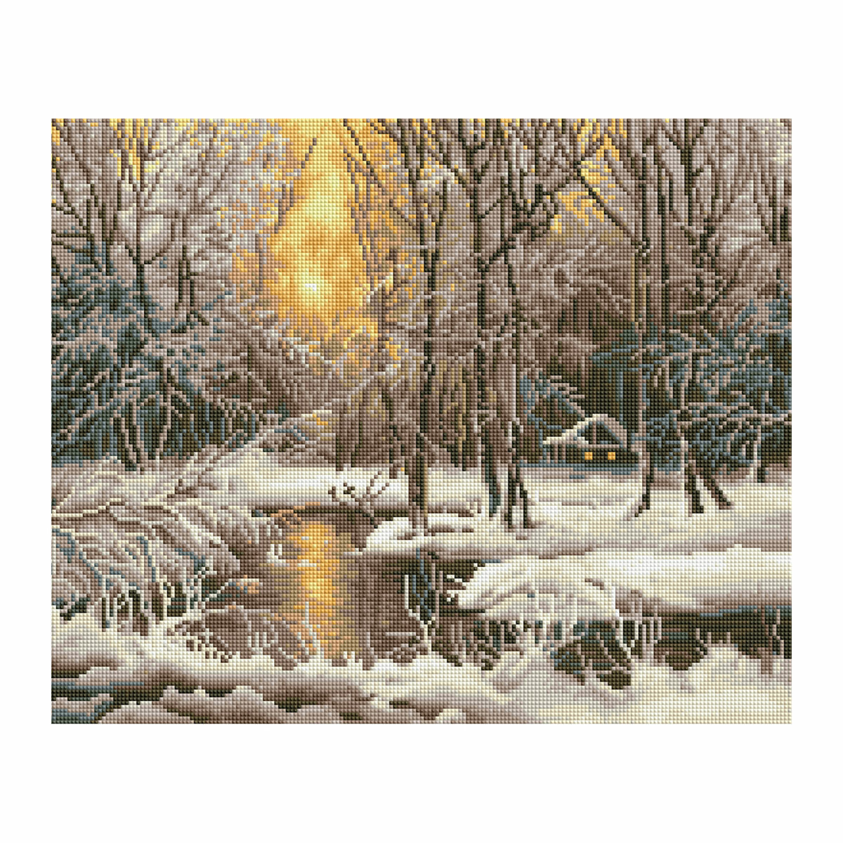 Алмазная мозаика ТРИ совы "Зима", 40*50см, холст, картонная коробка с пластиковой ручкой