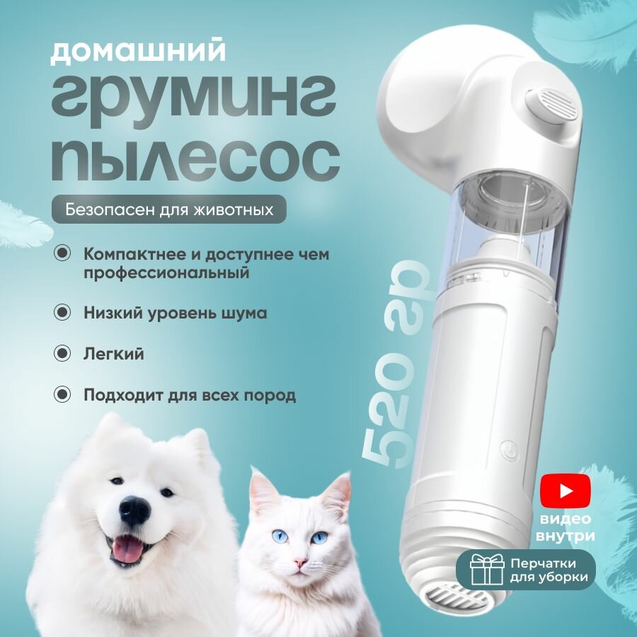 Пылесос для груминга и вычесывания кошек и собак
