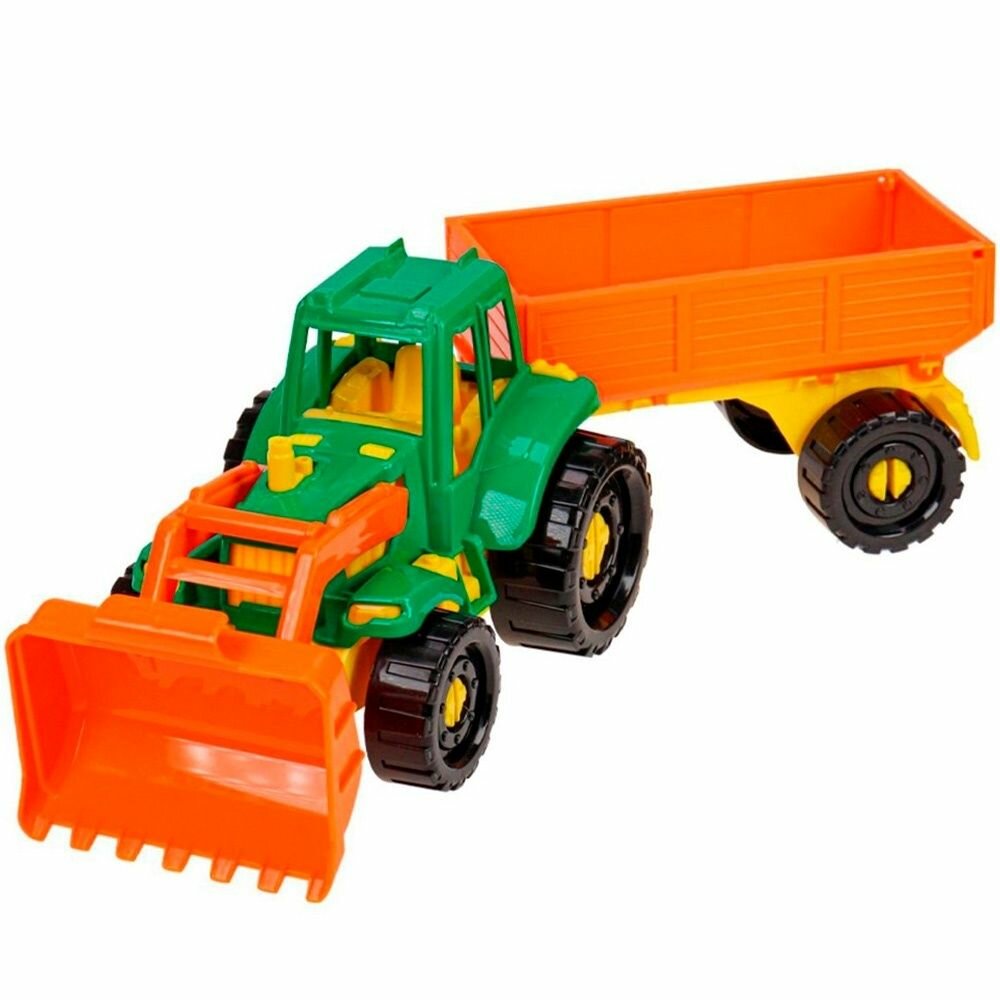 Машинка Рыжий кот "Трактор-бульдозер Иван", Военный, с бортовым прицепом (И-2326)