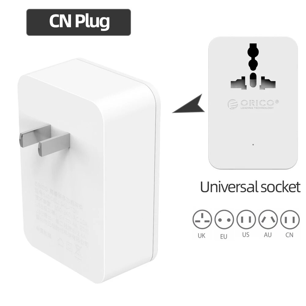 Адаптер Orico для розеток CN Plug, белый