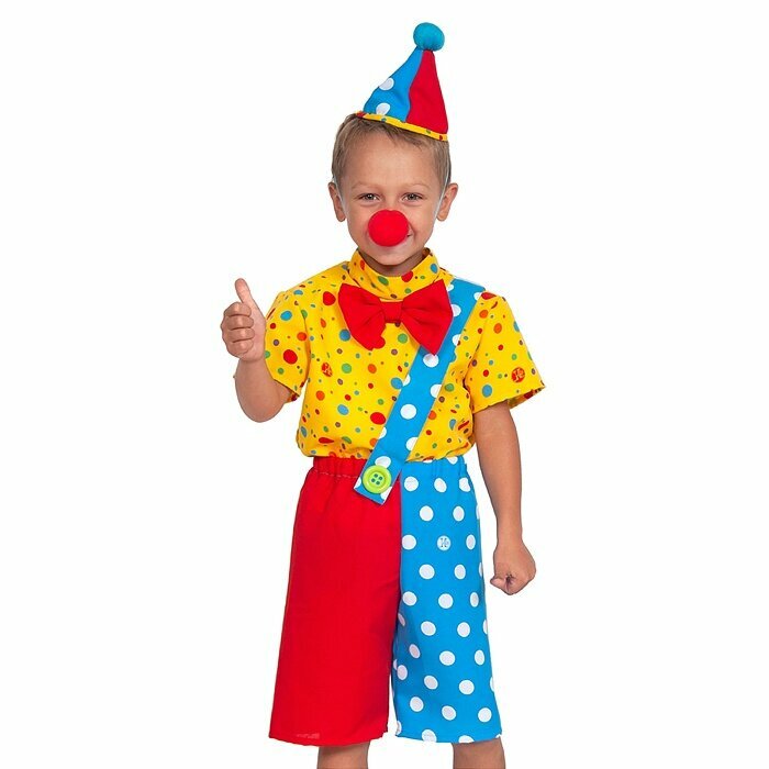 Карнавальный костюм Карнавалофф "Клоун Чудик", детский, размер S, рост 110-116