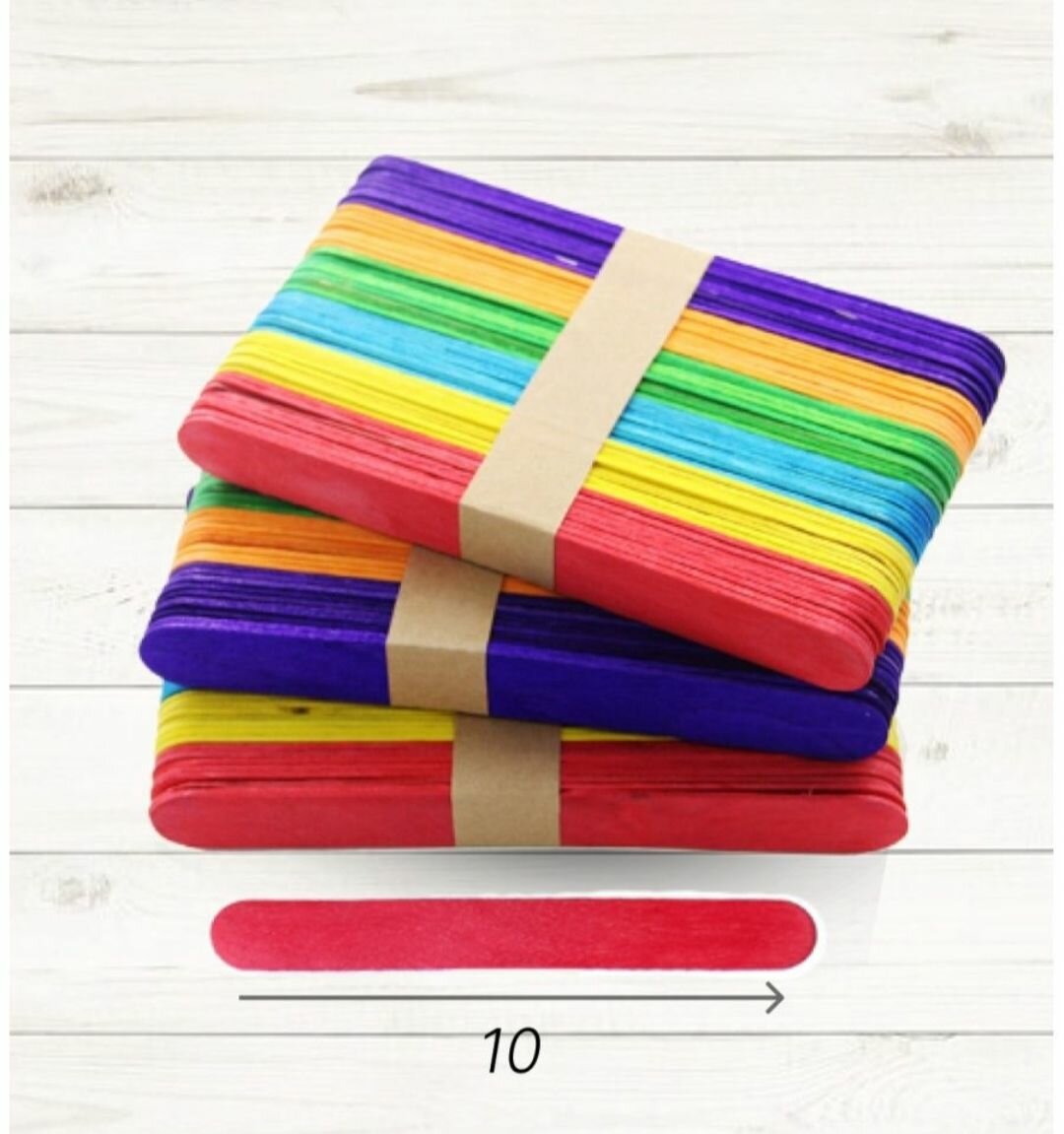 Деревянные цветные палочки для мороженого, творчества, конфет, леденцов,50штук