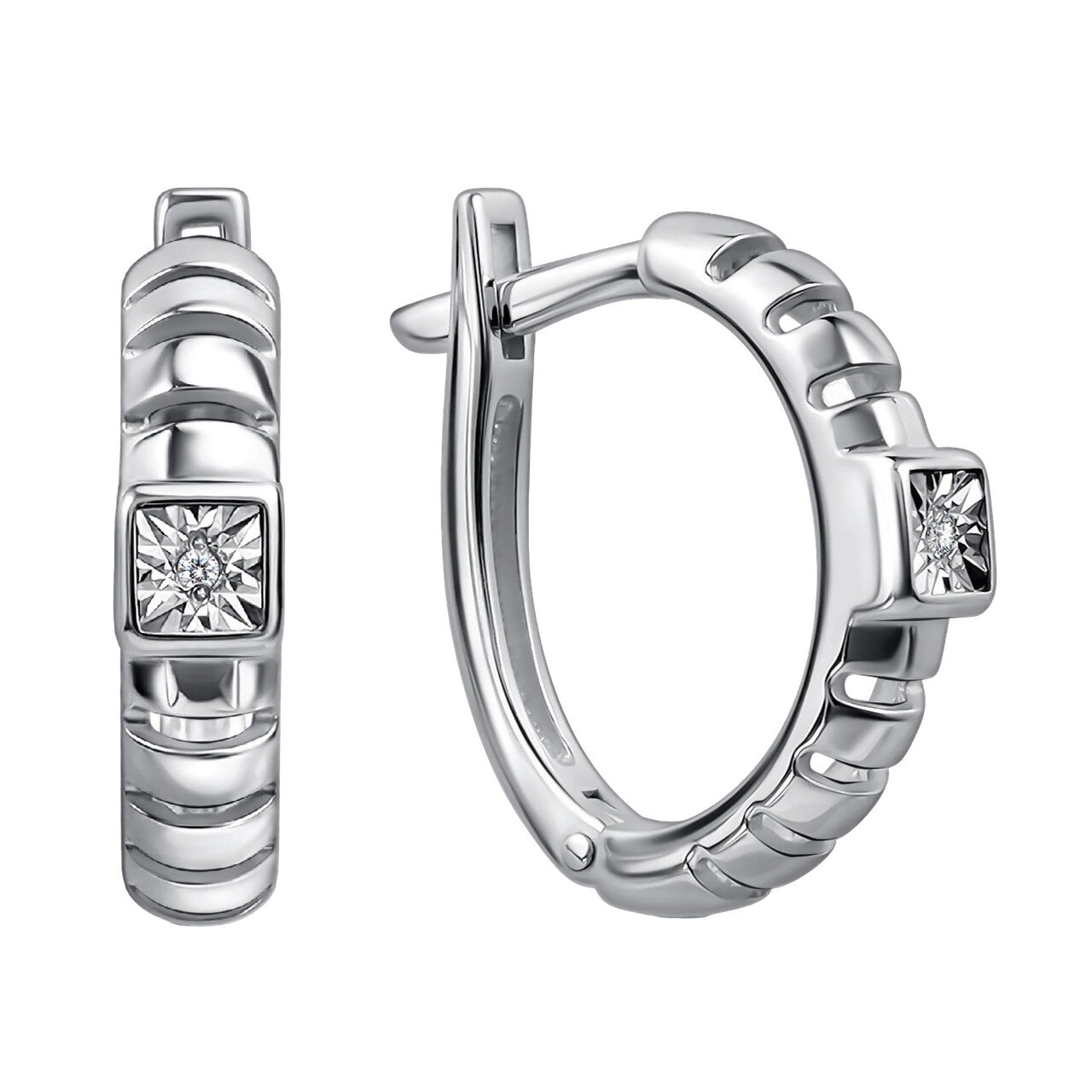 Серьги, серебро, 925 проба, бриллиант