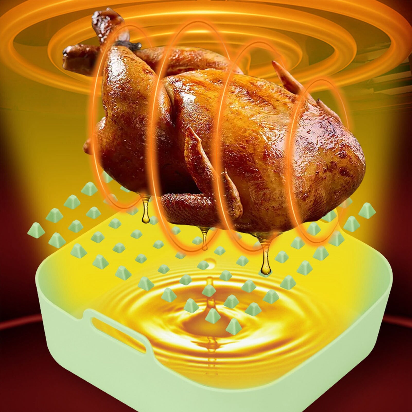 Многоразовые силиконовые вкладыши для фритюрницы 7,9-дюймовая квадратная силиконовая корзина для фритюрницы с ручками, термостойкое антипригарное покрытие, можно мыть в посудомоечной машине