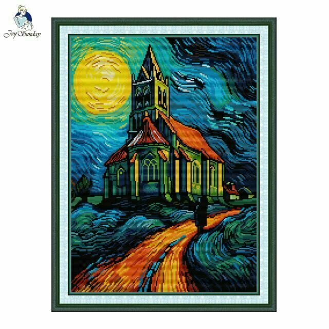 Joy Sunday Набор для вышивания крестом Церковь Ван Гога 14CT