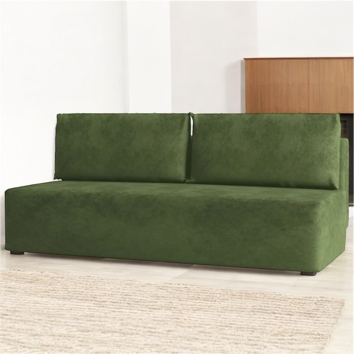 Диван-кровать "кубо", цвет: зеленый, ткань антивандальная, независимый пружинный блок, для дома/офиса