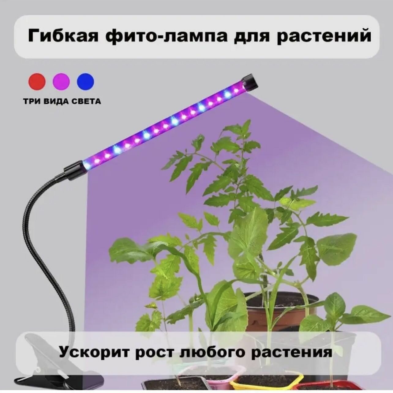 Фитолампа для растений светодиодная полный спектр, освещение для цветов