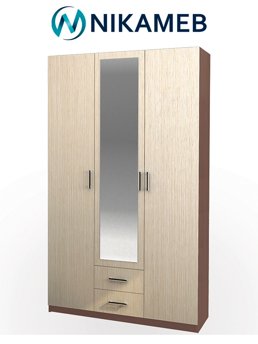 Шкаф для одежды Трио, ЛДСП (шимо светлый/шимо темный), 120х50х220 см