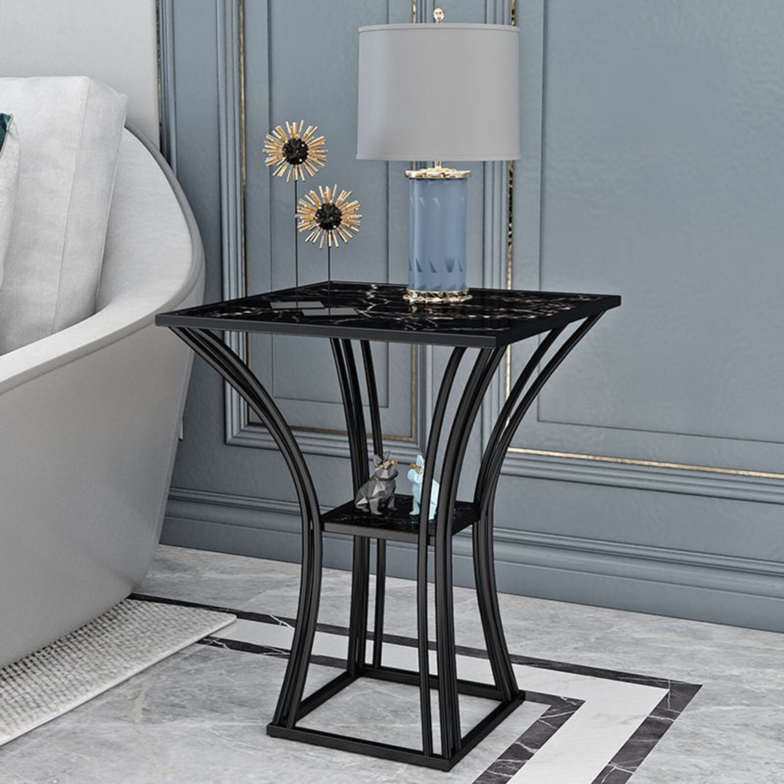 Журнальный столик, современный квадратный журнальный столик из мрамора, мебель для дома, 48*48*60 см