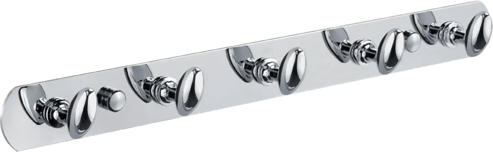 Крючок Fixsen Equipment FX-1415 латунный, 5 крючков, хром, вешалка для полотенец в ванную