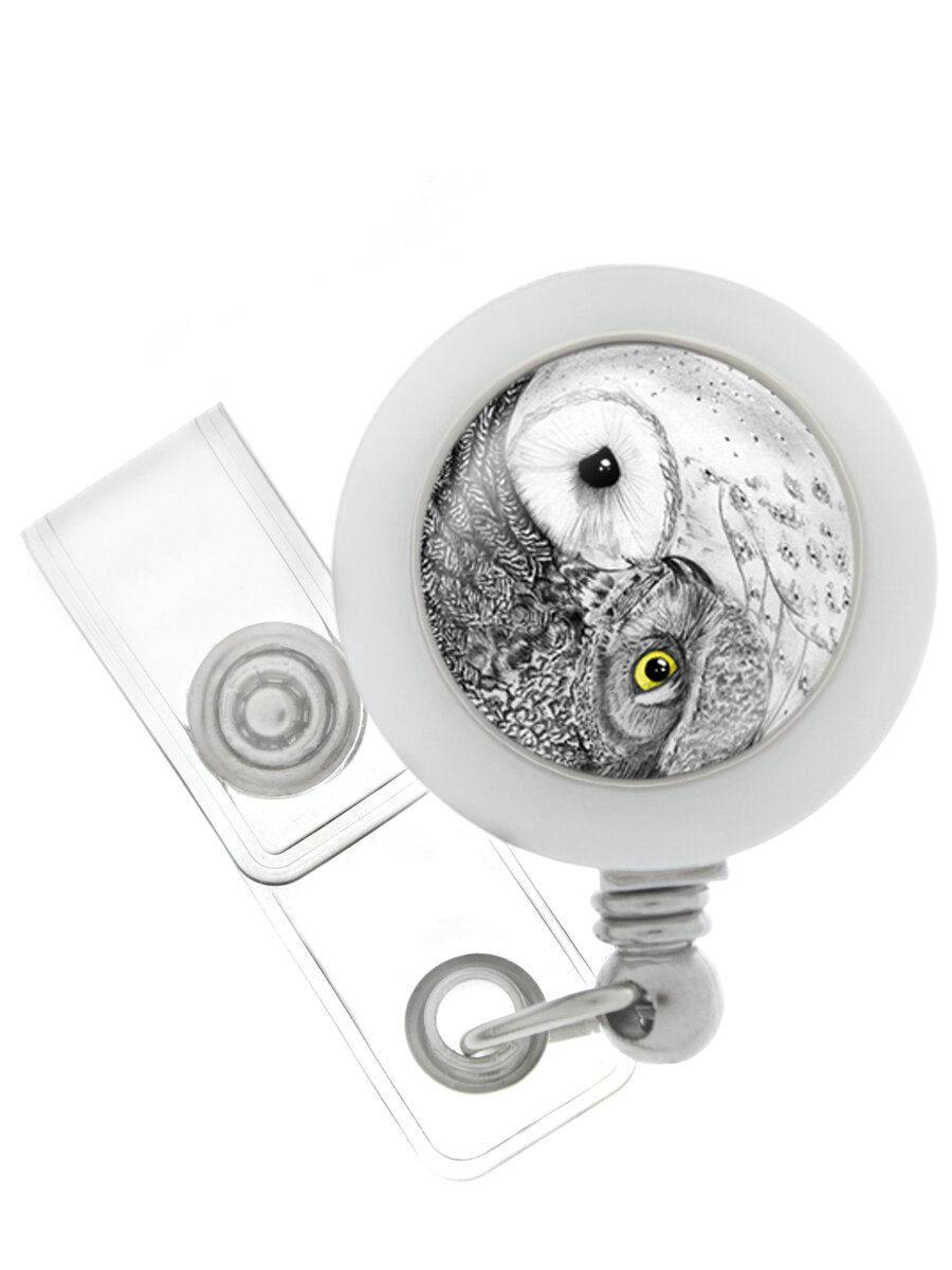 Держатель TINA BOLOTINA , для бейджа, с ретрактором, серебристый, совы