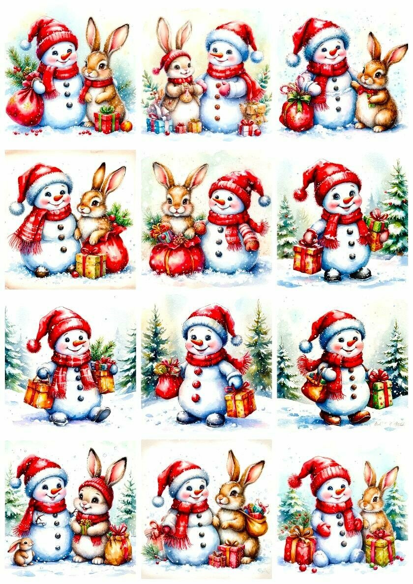 Водорастворимая картинка для мыла "Снеговик" А4