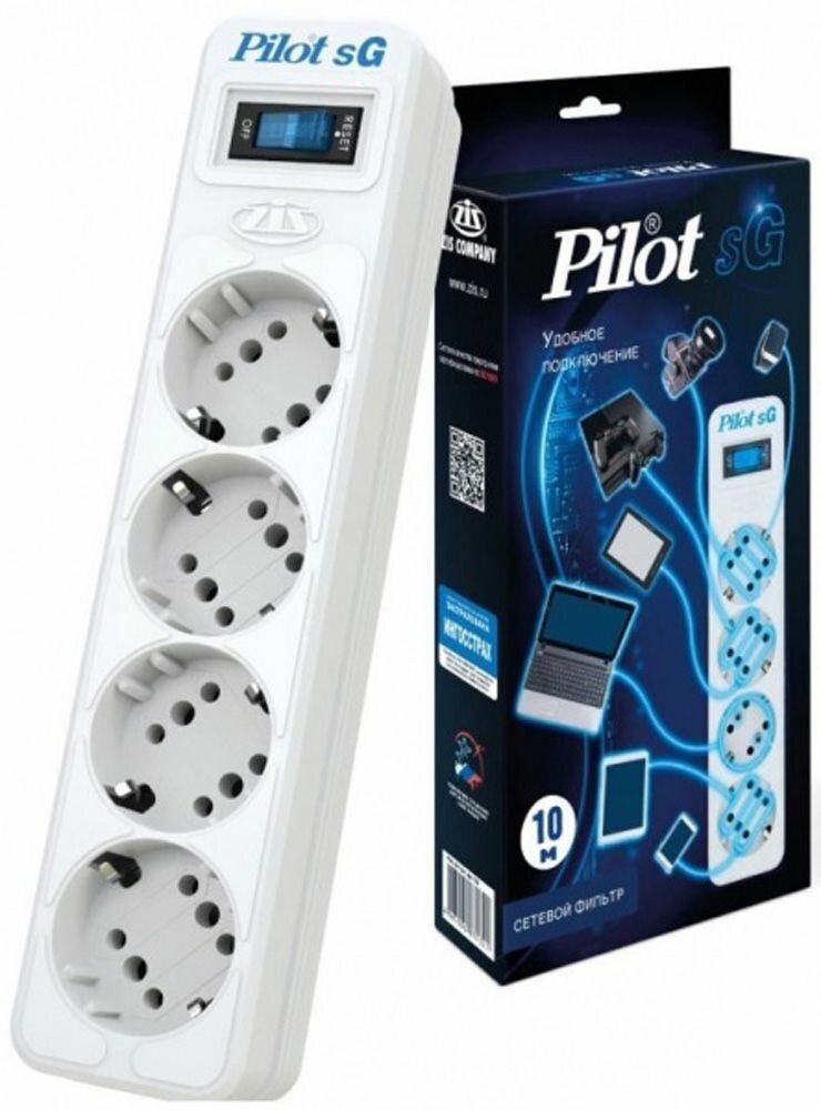 Сетевой фильтр Pilot SG 4 розетки 10 м