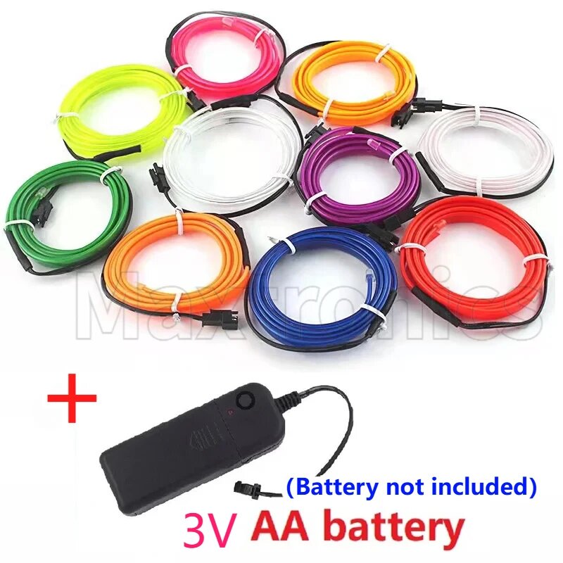 СAGE LU MEI Гибкая светодиодная лента EL Wire 1-5 м 10 цветов Green, With 3V Battery Box, 5M