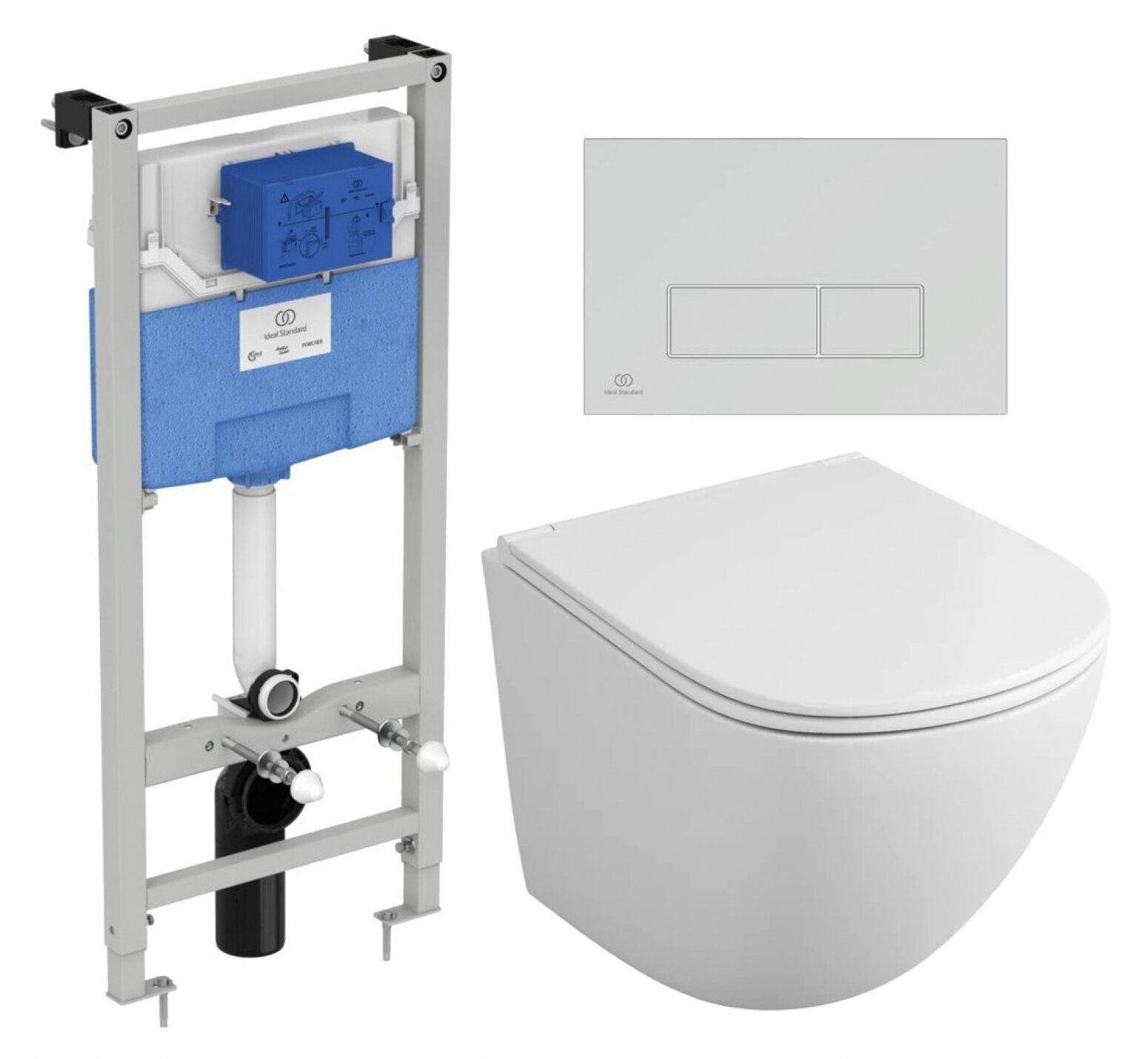 Комплект 3 в 1 инсталляция Ideal Standard + Унитаз подвесной Owl 1975 Vind TOWLT190302 + кнопка хром