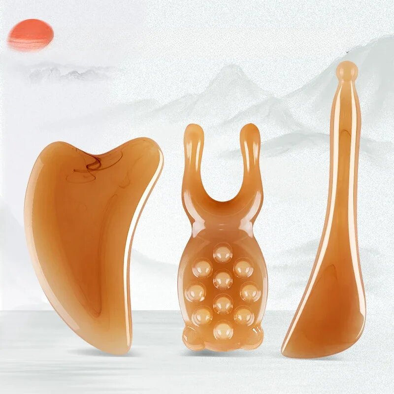 Скребок Гуаша из смолы, набор 3 шт. (3Pcs set-B)