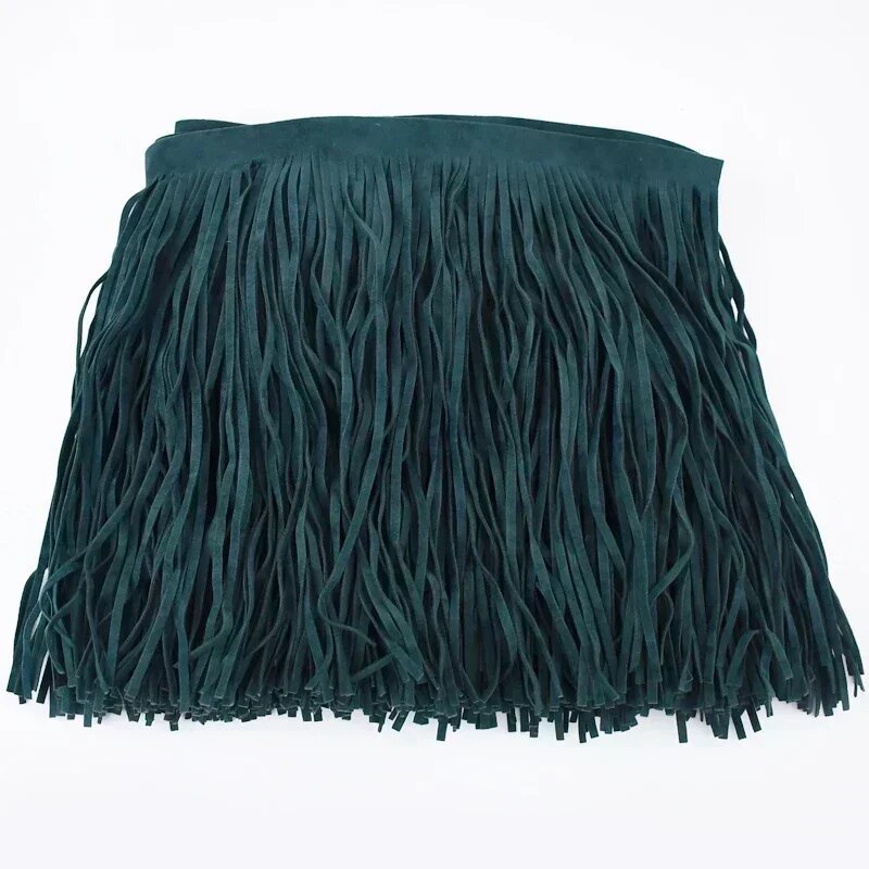 Замшевая бахрома с кисточками Deepeel 1 метр Темно-зеленый, 15cm, NavyGreen80