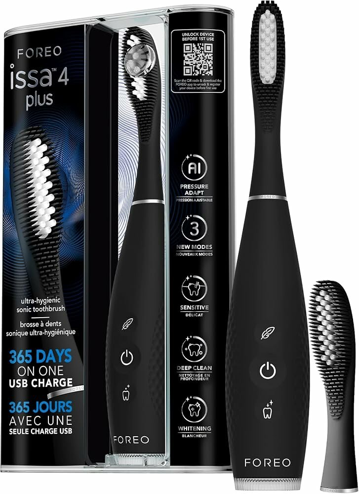 Foreo Электрическая зубная щетка ISSA 4 Plus, цвет черный, 1 шт