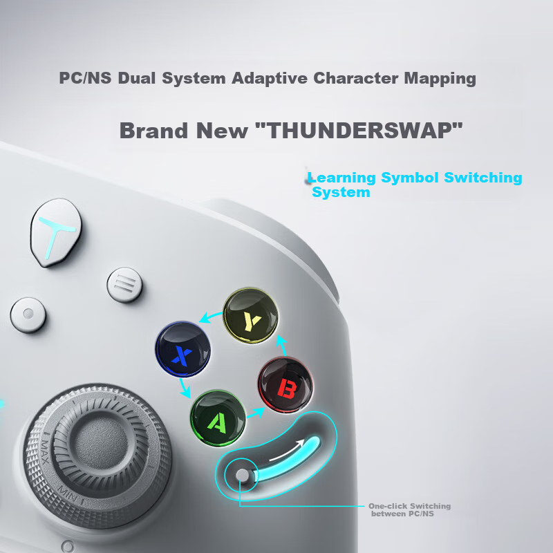 ThundeRobot G80 Thunder Cut Wireless Gaming Controller HD Voice Coil Motor Switchable Joystick Character Switch Switch Xbox Bluetooth Motion Sensing PC Computer NS TV Steam White
