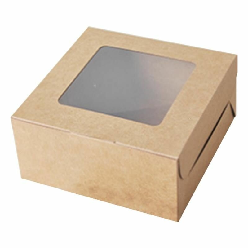 10 шт. крафт-боксов для печенья с окошком, - 4 штуки
