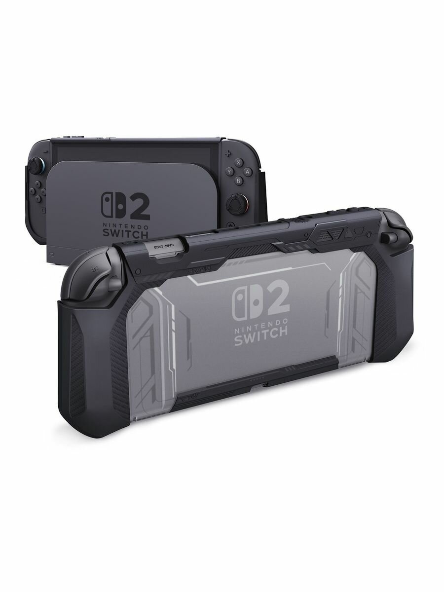 PlayVital чехол для Nintendo Switch 2, совместим с док-станцией, противоударный, с накладками на стики, чёрный
