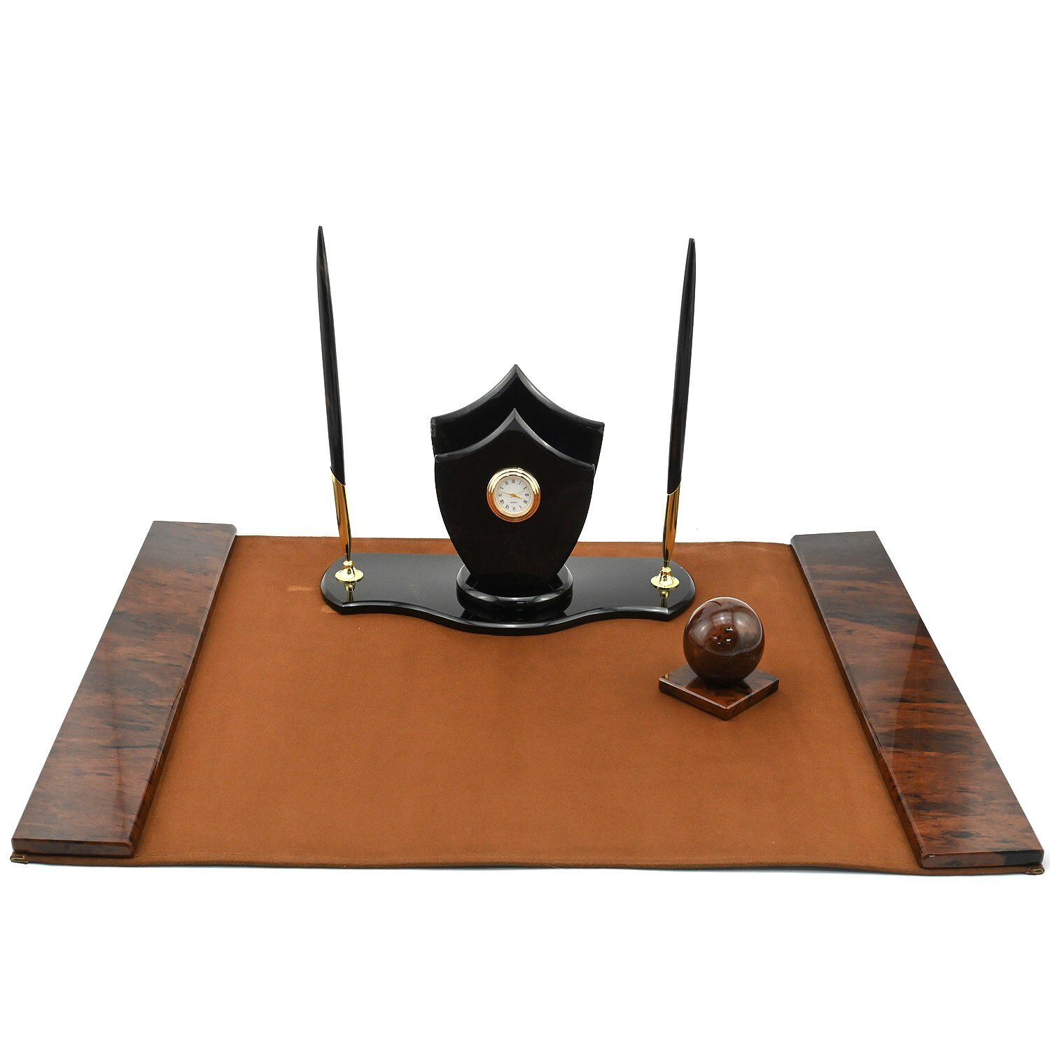 Бювар из кожи с обсидианом коричневый 600*440*15мм