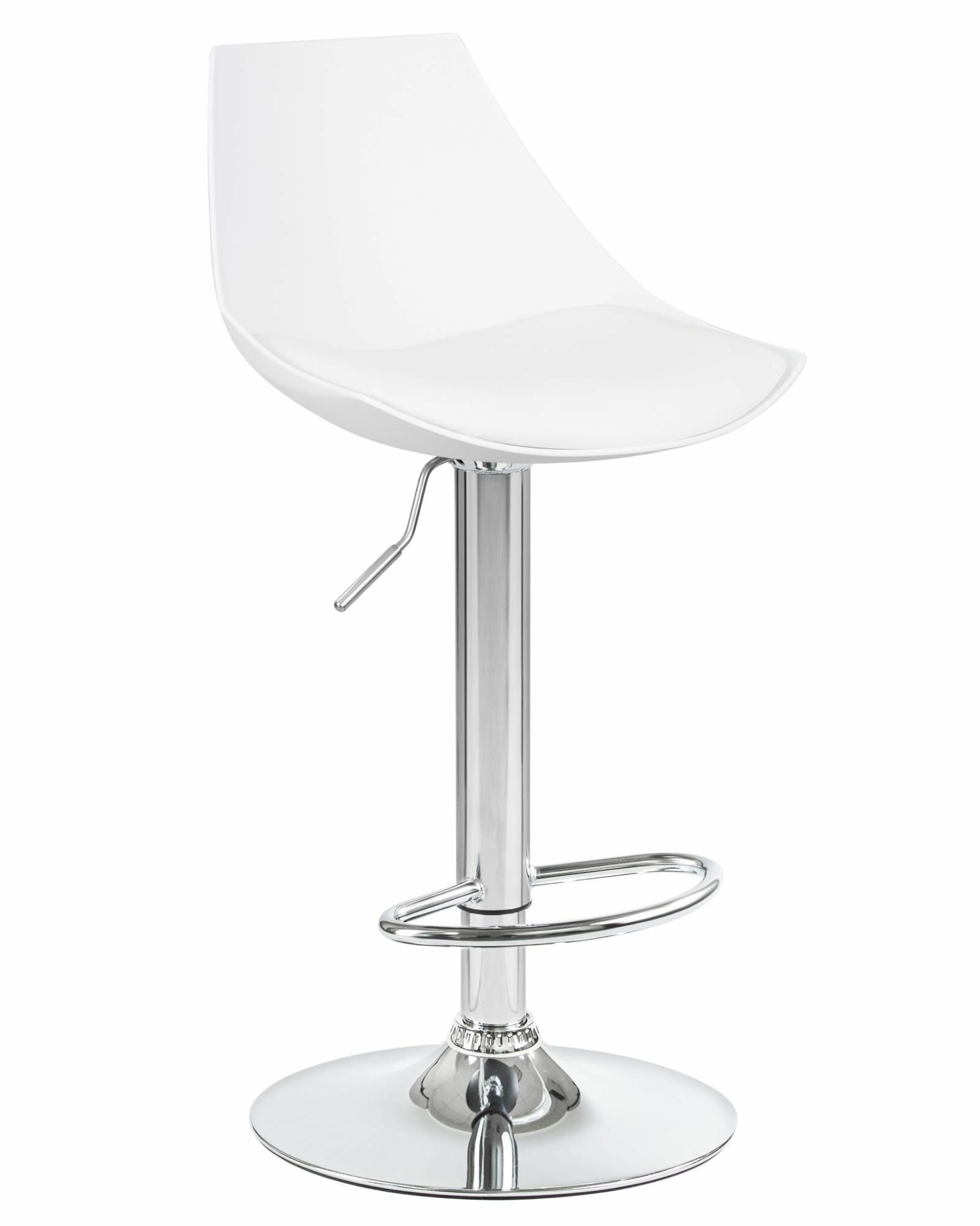 Стул барный ROCKY DOBRIN белый, экокожа и металл, мягкое сиденье, без подлокотников