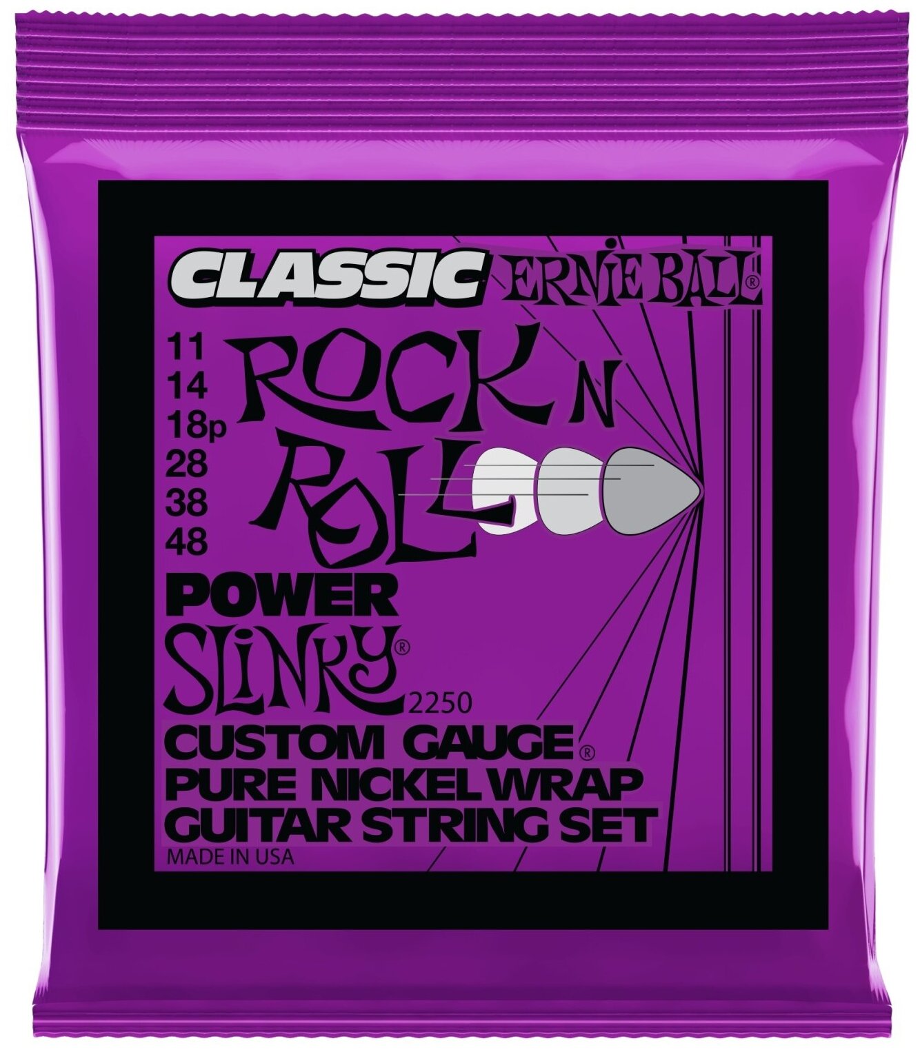 ERNIE BALL 2250 Classic Rock n Roll Pure Nickel Slinky Power 11-48 Струны для электрогитары