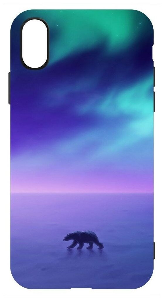 Чехол-накладка Krutoff Софт Кейс Северное Сияние для iPhone X черный