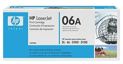 Картридж HP C3906A для лазерных принтеров, для моделей 3100/3150/6L/HP LaserJet 5L 2500 стр, черный