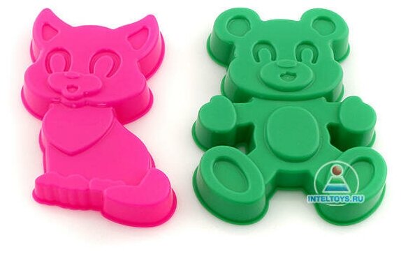 Песочные формочки, 2 штуки (котенок, медведь)