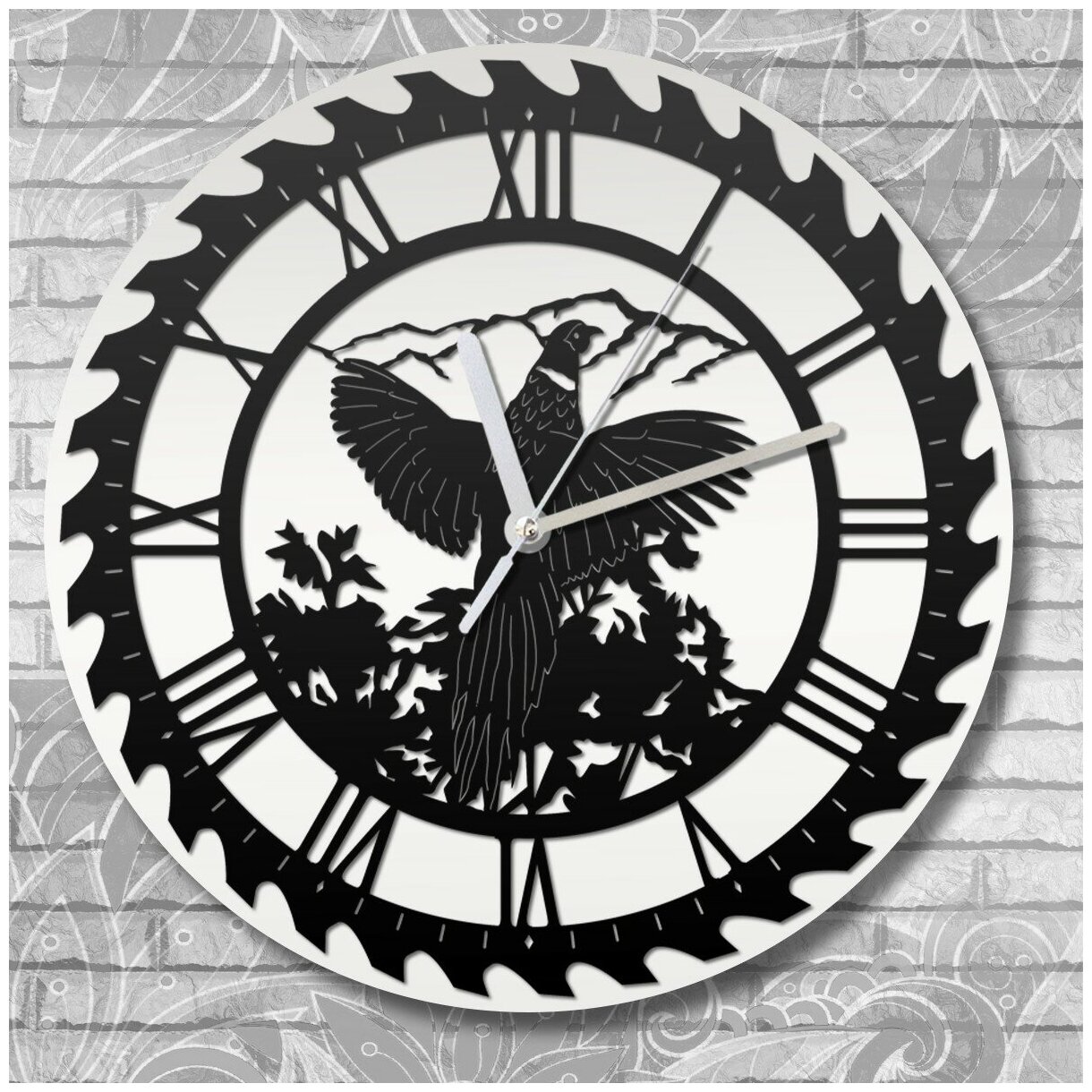 Настенные часы деревянные бесшумные животные (куропатка) - 107