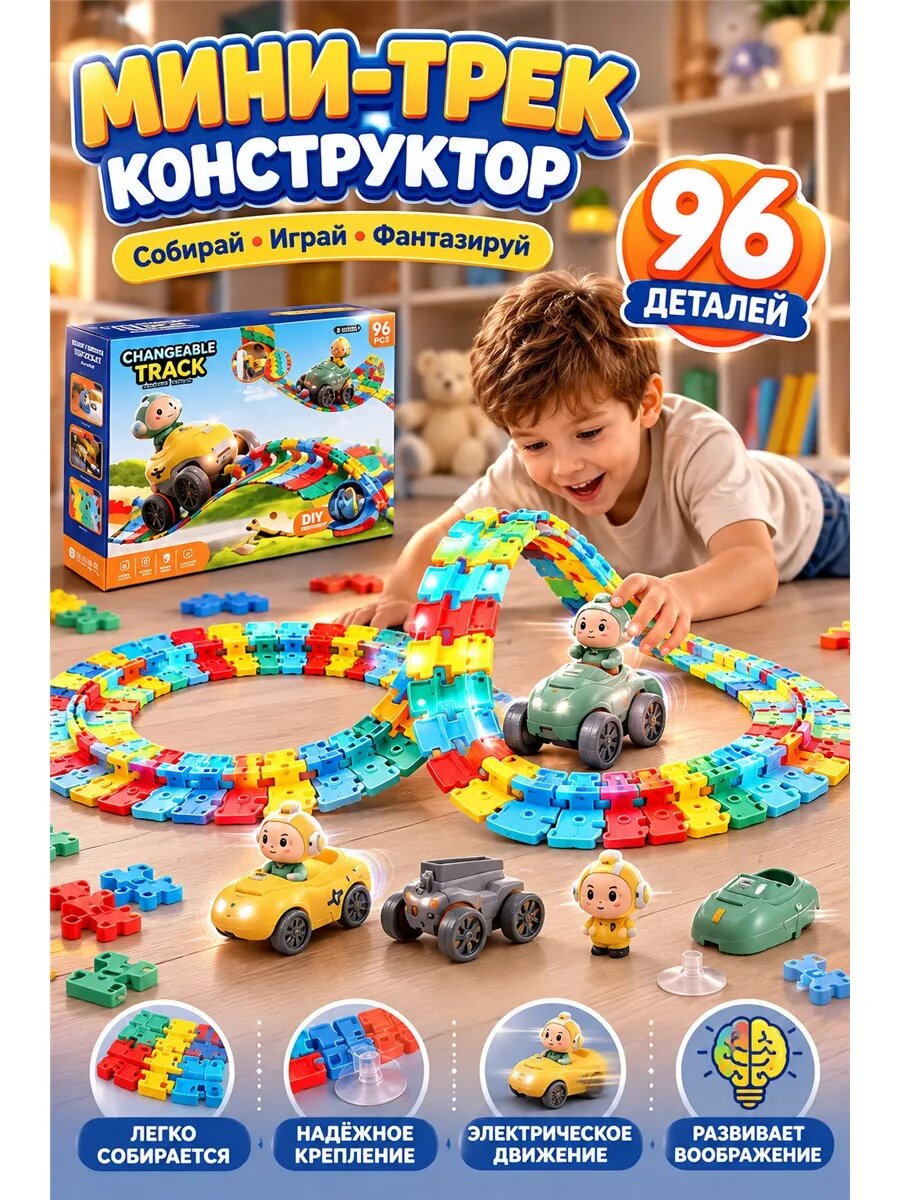 Гибкая дорога на присосках с машинкой