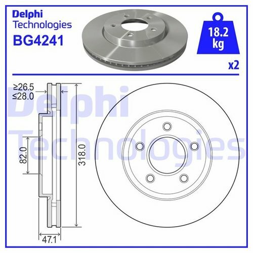 Диск тормозной Delphi bg4241 для Chrysler Pacifica