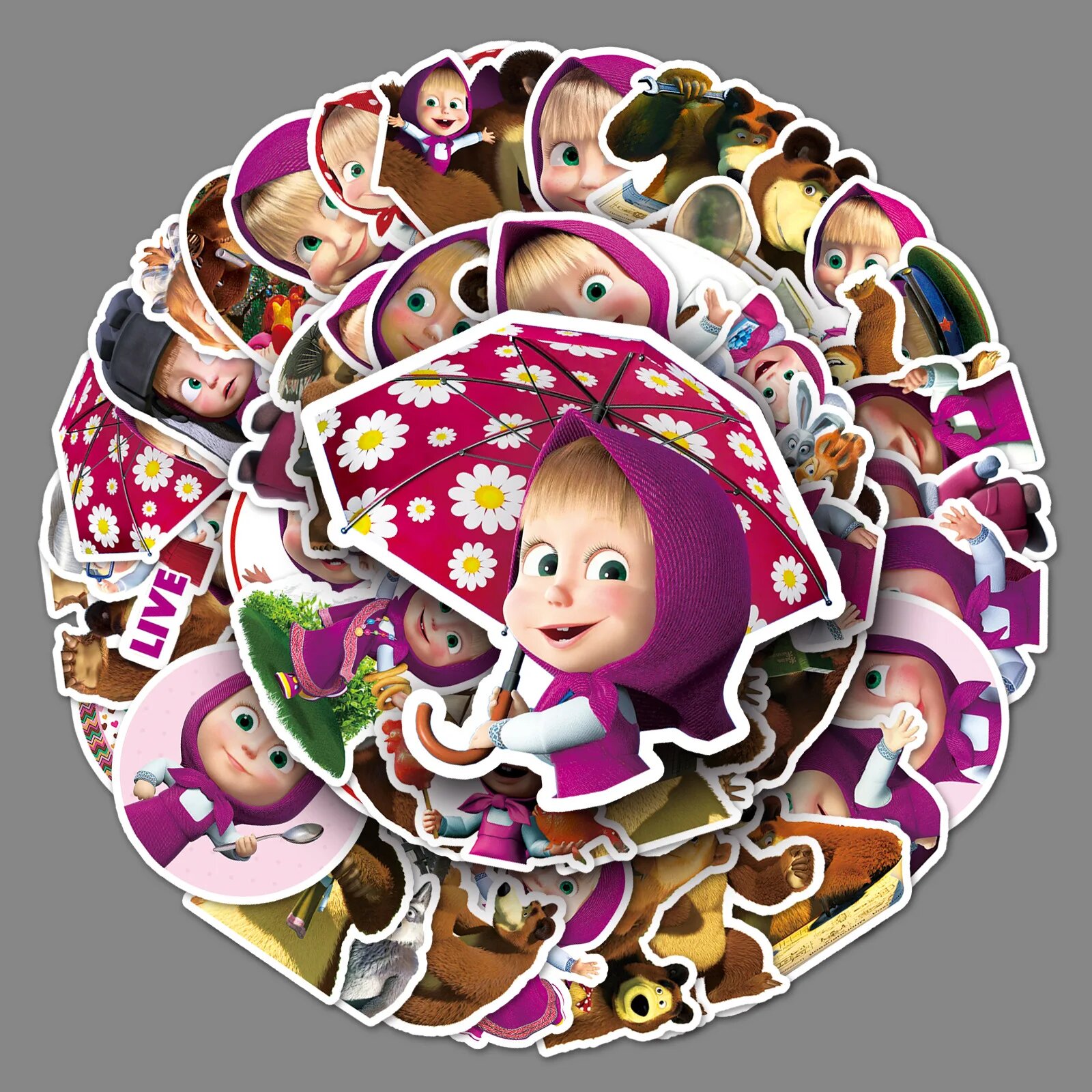 Стикеры Маша и Медведь, 50шт, Цвет: 50pcs Stickers