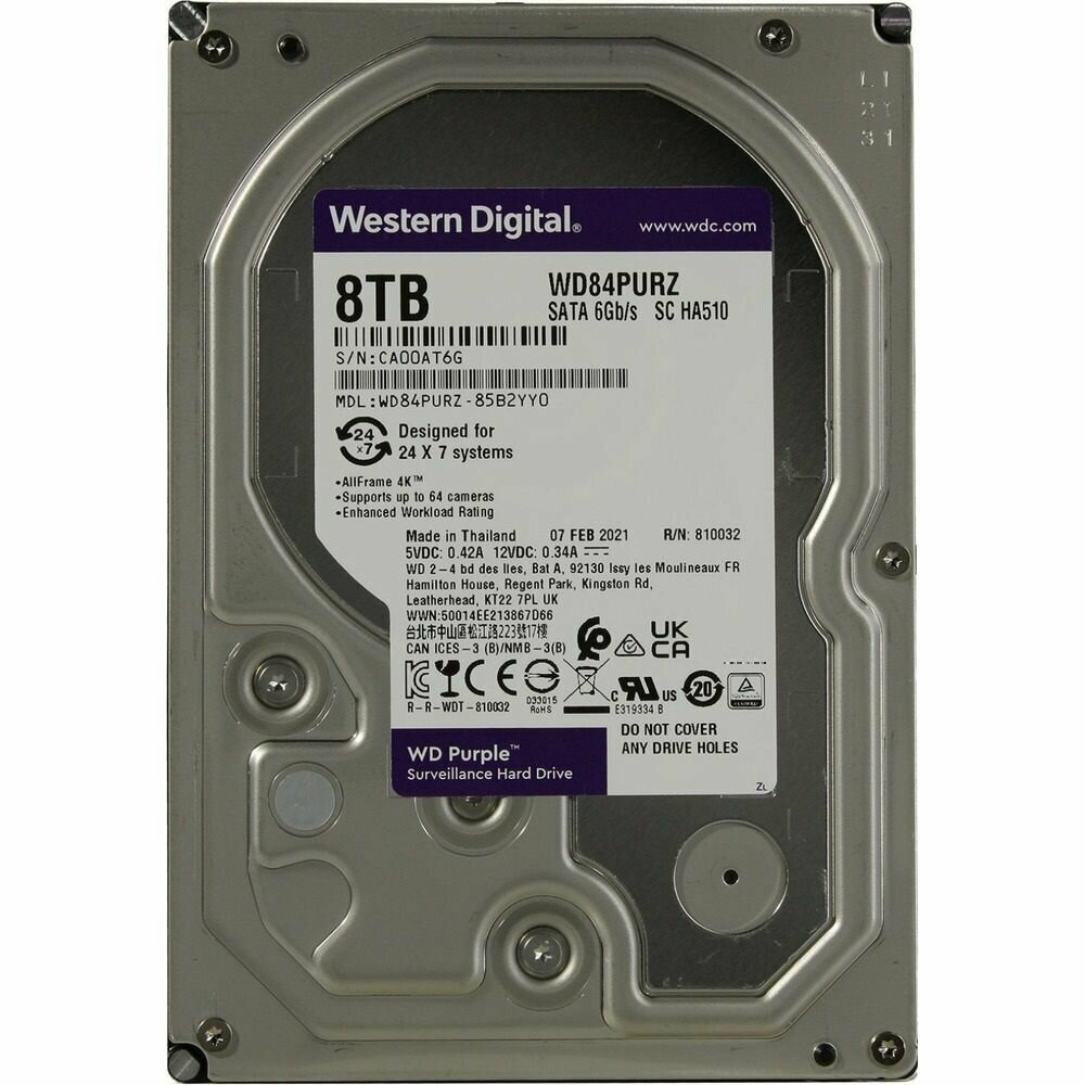 Жесткий диск HDD WD Purple 8TB (WD84PURZ)