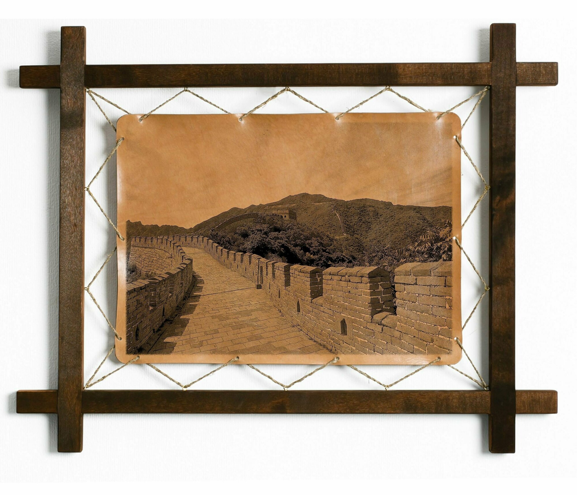 Картина интерьерная из кожи "Великая китайская стена", BoomGift
