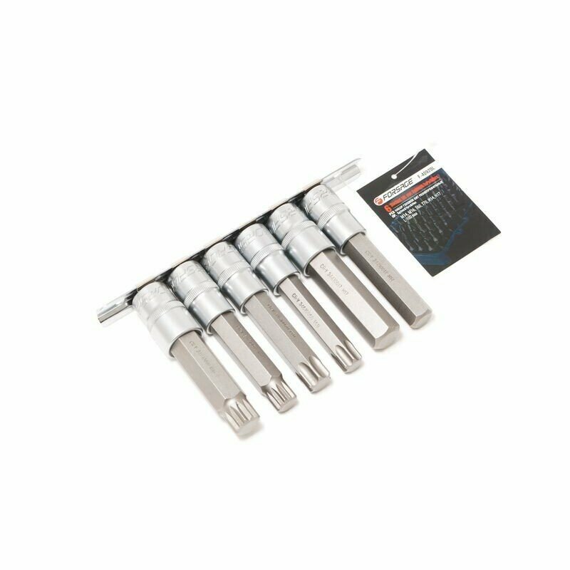 Набор головок-бит разнопрофильных Spline&Torx&Hex 6 пр. (М14, М16, Т60, Т70, Н14, Н17мм; L-100мм) 1/2" на планке