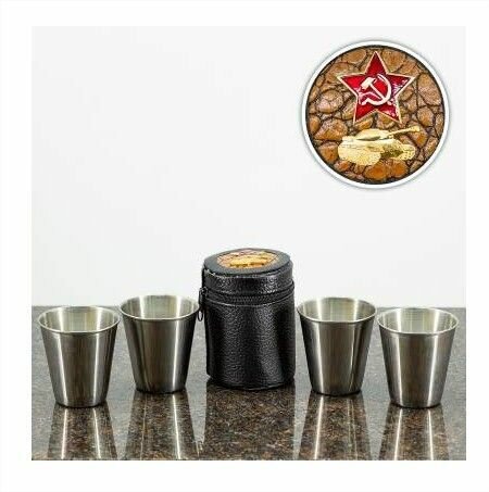 Набор подарочный стопки ( рюмки ) с символикой Танковые войска России