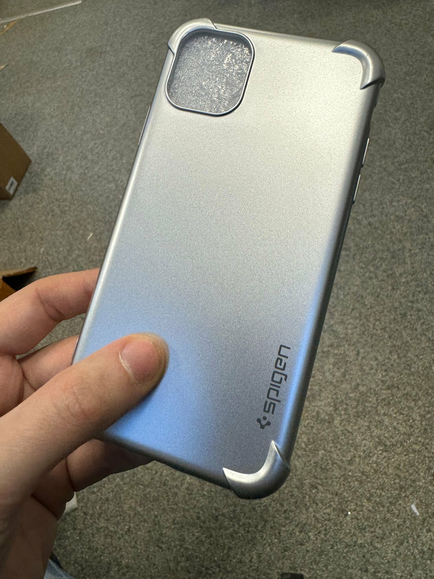 Чехол панель накладка бампер MyPads SPIGEN для iPhone 11 (простой, обычный) тонкая силиконовая крышка серебристая