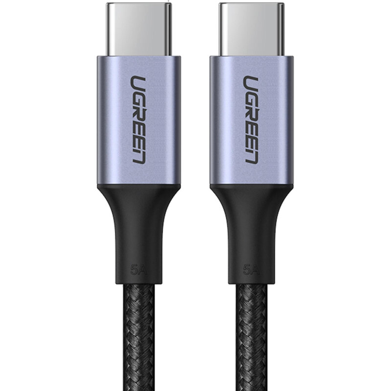 Кабель UGREEN USB C PD 100 Вт, в оплетке, черный. 1м (70427) 1940663