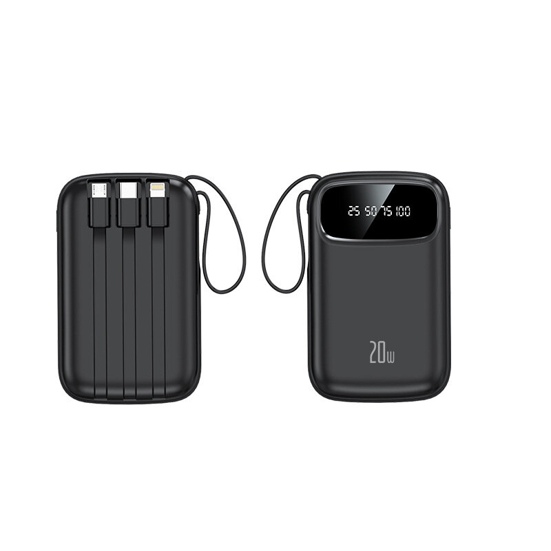 Новый пауэрбанк с быстрой зарядкой и встроенным кабелем, портативный источник питания большой емкости 20000 мАч, подарок с сертификацией 3C.