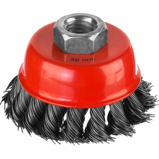 Щетка-крацовка чашечная для УШМ, MIRAX 80 мм, жгутированная стальная проволока 0.5 мм