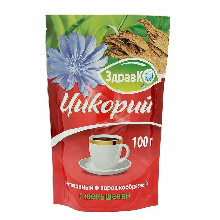 Цикорий растворимый с экстрактом женьшеня, 2 шт по 100г, ЗдравКо