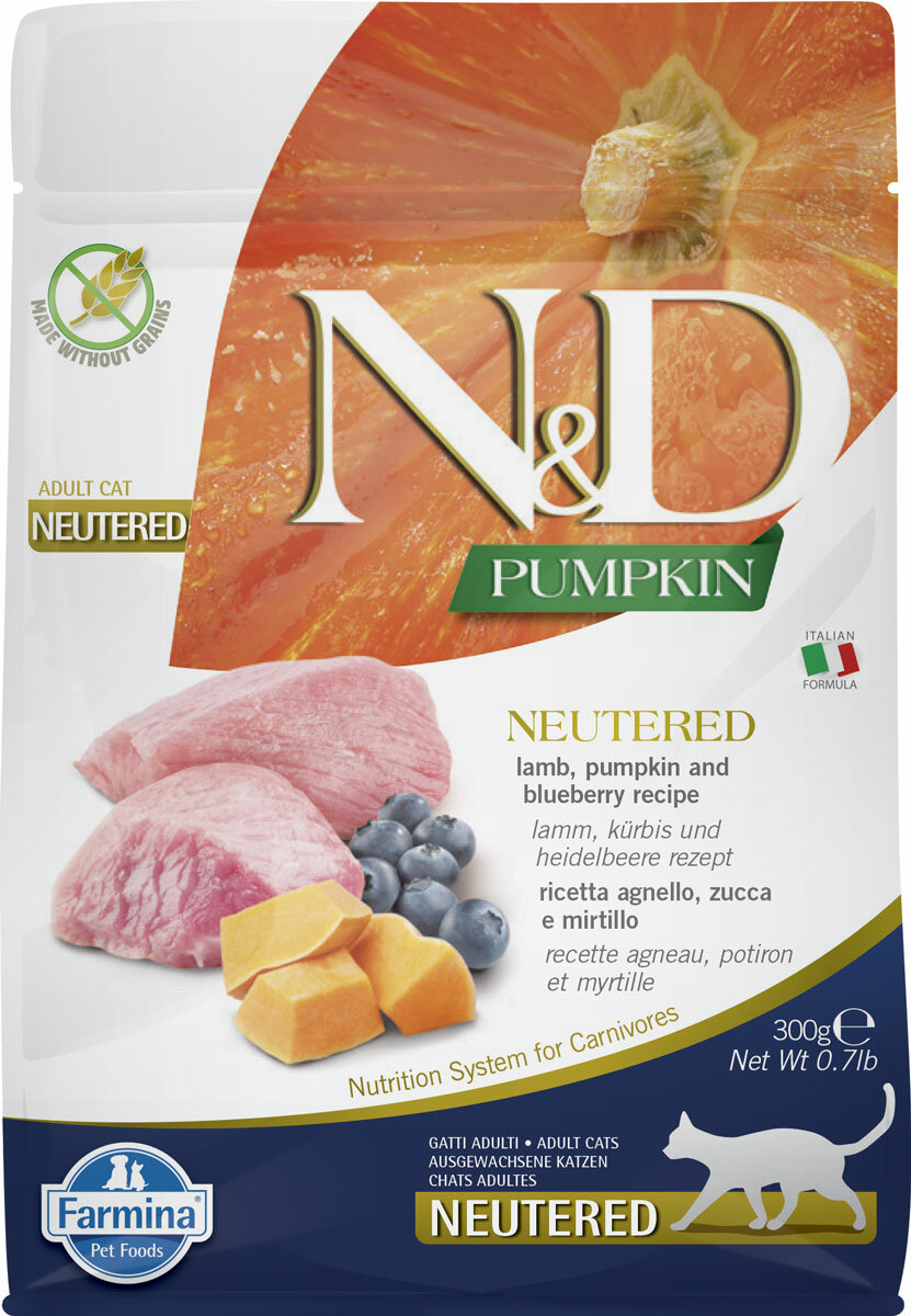 FARMINA CAT N&D GRAIN FREE LAMB & BLUEBERRY беззерновой для взрослых кошек с ягненком и черникой (0,3 кг)