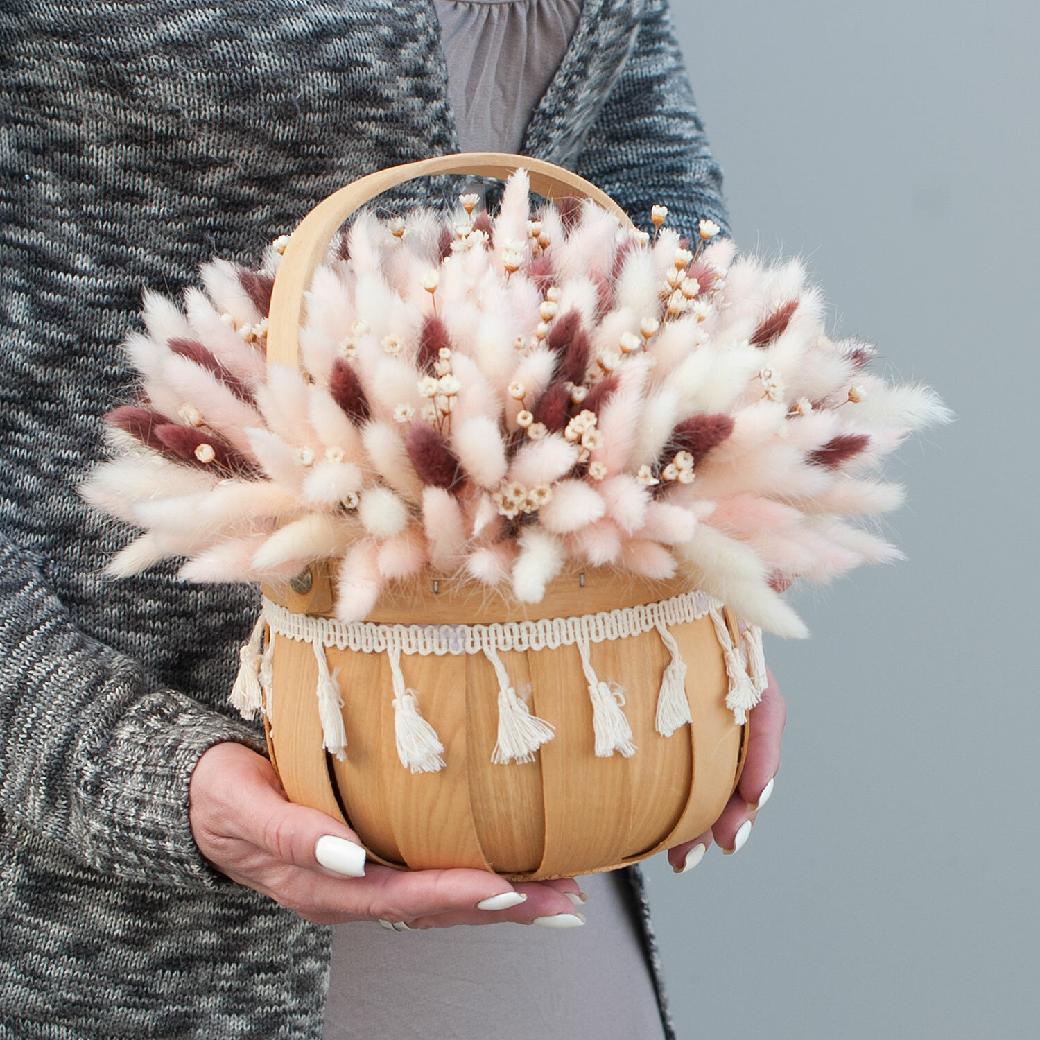 Композиция из сухих цветов Charlotte "Алтари", бежевая, 27 см