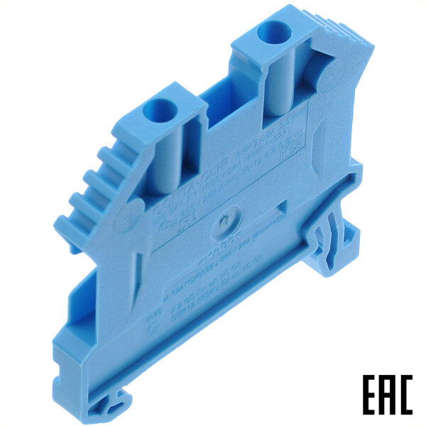 Клемма SRK2,5/2ABU винтовая арт.17100.5 синяя 2,5мм2 24А 1000В ширина 5мм (Conta-Clip) (6 шт. в комплекте)