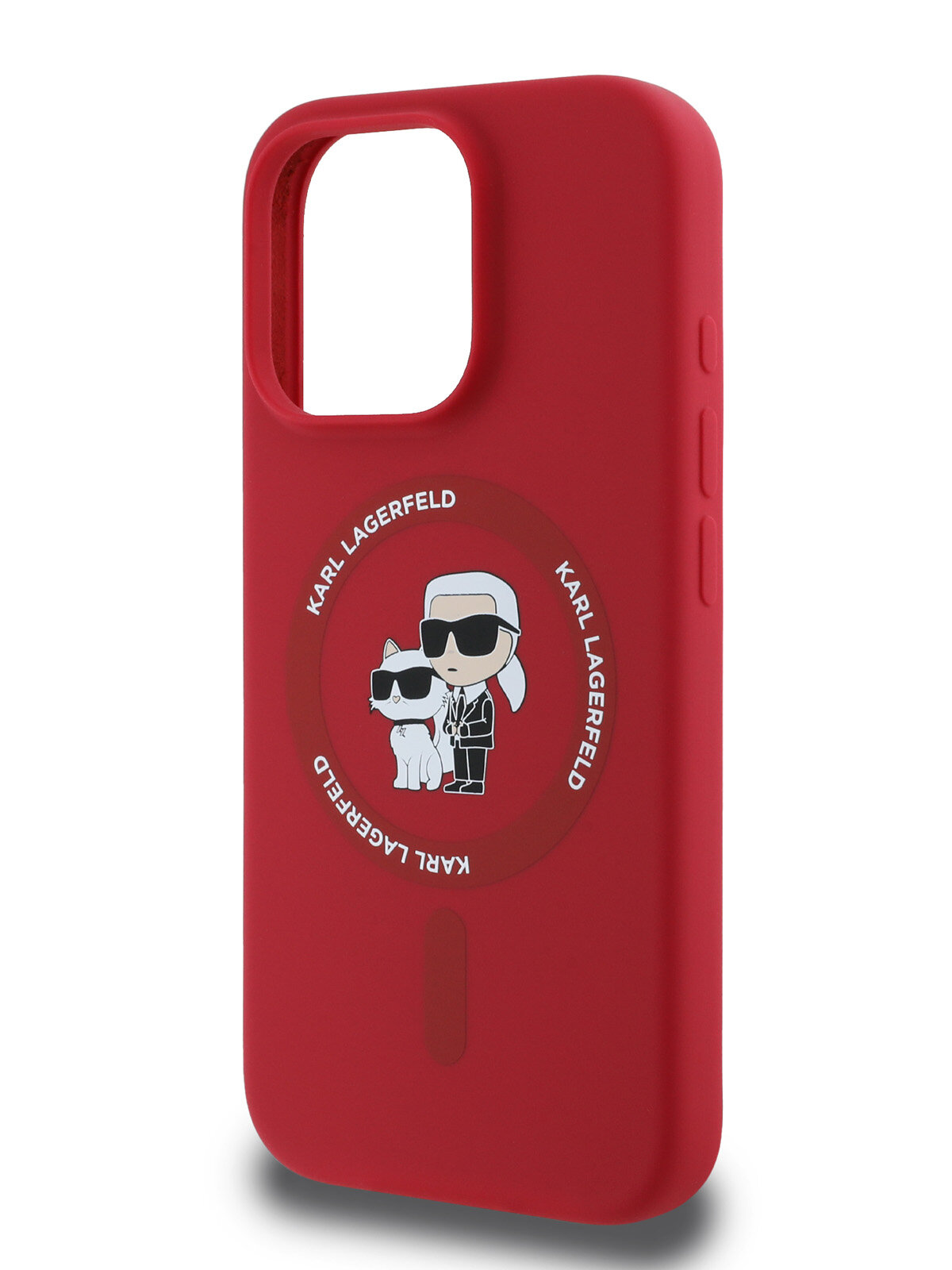 Lagerfeld для iPhone 16 Pro Max чехол Liquid Silicone NFT Karl & Choupette Hard Red (MagSafe)