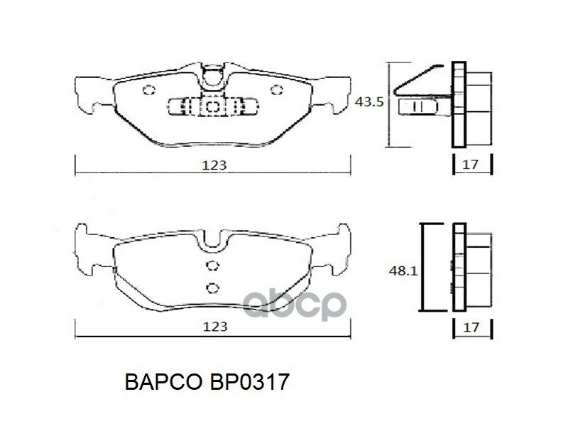 Колодки тормозные дисковые задние, BP0317 BAPCO арт. BP0317