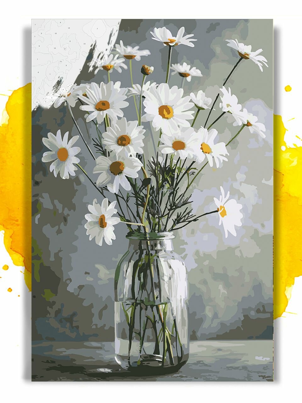 Картина по номерам на холсте Ромашки в банке, 40 х 60 см